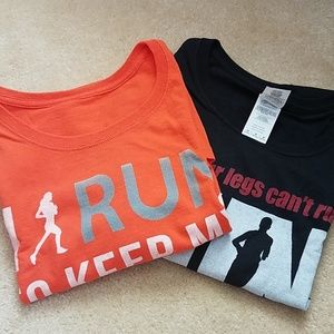 Tops | 2 Graphic Running Tee Shirts | Poshmark